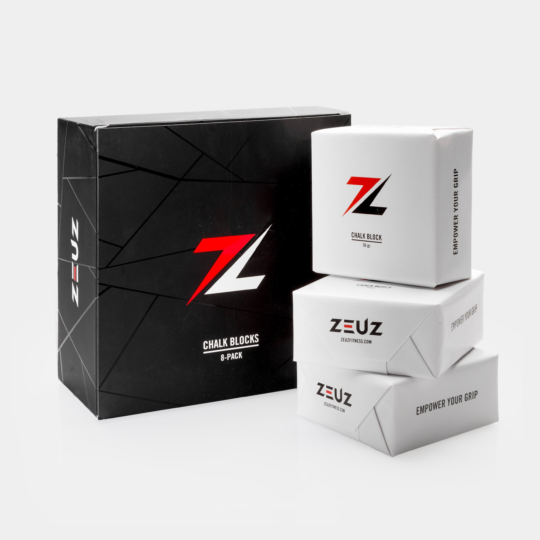 ZEUZ Magnesium Powder Blocks Improve Grip - Chalk - 8 Pack